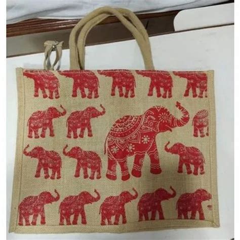 Red Zipper Elephant Print Jute Bag At Rs Piece In Chennai ID