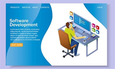 Premium Vector Software Development Vector Website Landing Page Design Template
