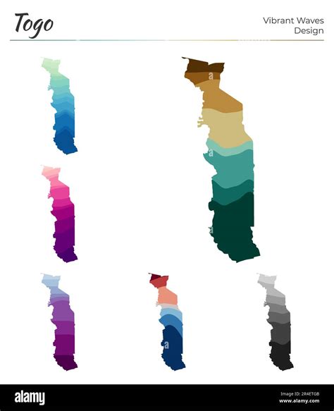 Set Of Vector Maps Of Togo Vibrant Waves Design Bright Map Of Country In Geometric Smooth