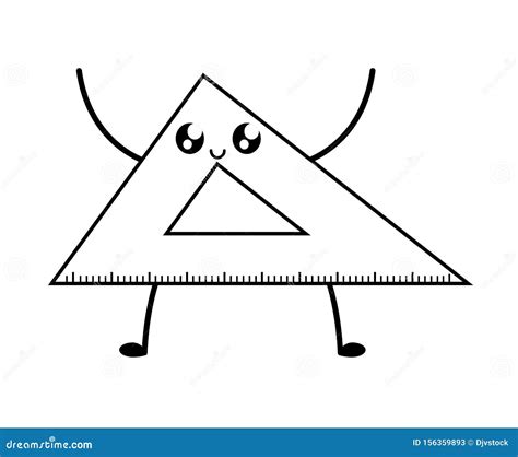 Triangle Rule School Supply Kawaii Style Stock Illustration