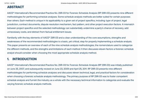 Schedule Analysis Methods Aace 29r 03 Recommendedpdf