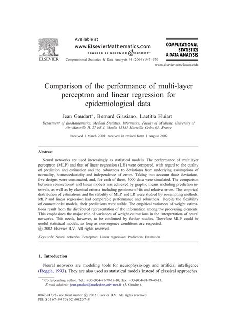 Pdf Comparison Of The Performance Of Multi Layer Perceptron And