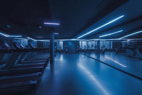 Premium Photo Modern Blue Light Gym And Fitness