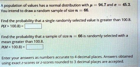solved population of values has a normal distribution with 94 7 and