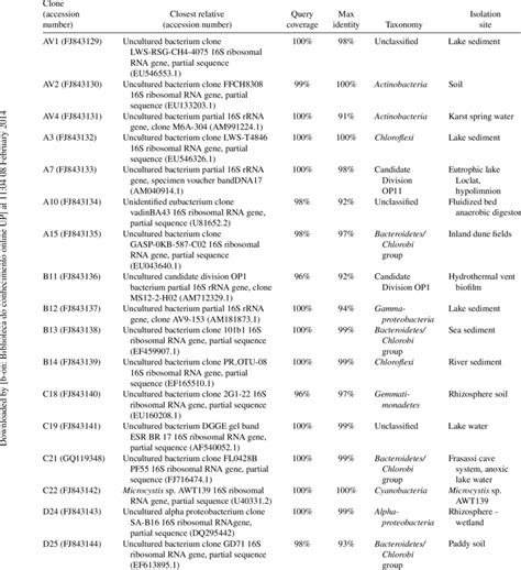 Sequence Analysis Of Bands Excised From Dgge Gel Download Table