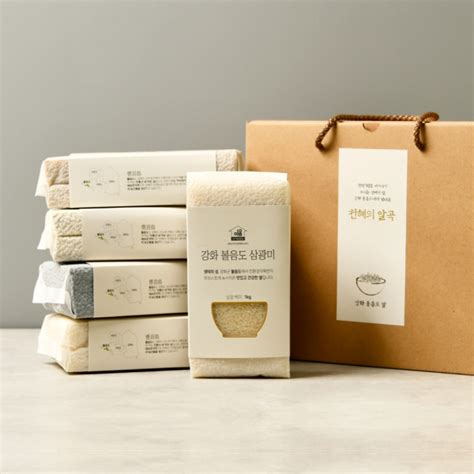강화 볼음도 유기농 쌀 선물세트 삼광미 진공포장 3개입 쇼핑백 포함