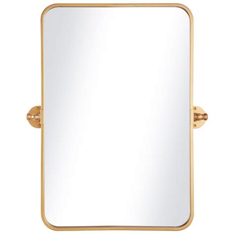 Kartoosh Bathroom Mirror Metal Framed Pivot Mirror Farmhouse Tilting Rounded Rectangular Black