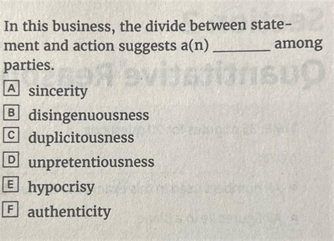 Solved In This Business The Divide Between Statement And