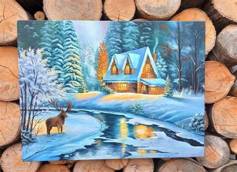 Картина олійними фарбами зимова казка репродукція — ціна 2700 грн у каталозі Картини Купити