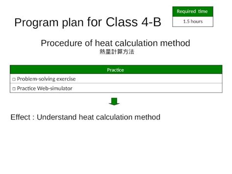 Ppt Procedure Of Heat Calculation Method 熱量計算方法 Program Plan For