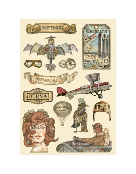 STAMPERIA SIR VAGABOND AVIATOR A5 WOODEN SHAPES Scrapbook Centrale