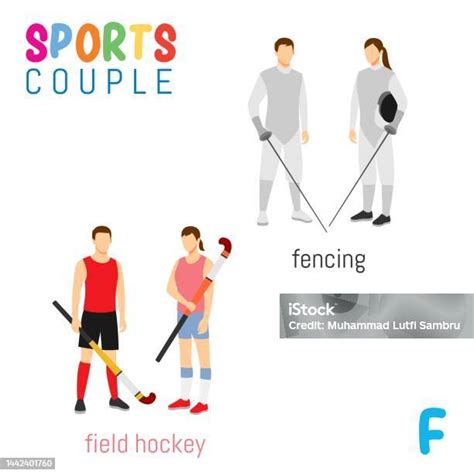 Sports Couple Alphabet In Vector With F Letter Illustration Cartoon
