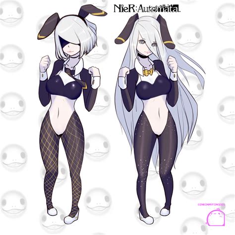 Nier Automata 2b And 2a Reverse Bunny Outfit By Inkinmyfingers On