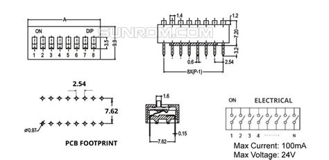 4 Way 2 54mm Dip Switch [5841] Sunrom Electronics