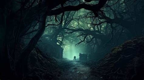 Eerie Landscape Of Enchanted Woods A 3d Fantasy Illustration For