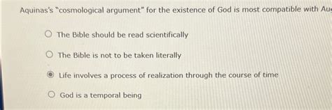 Solved Aquinass Cosmological Argument For The Existence