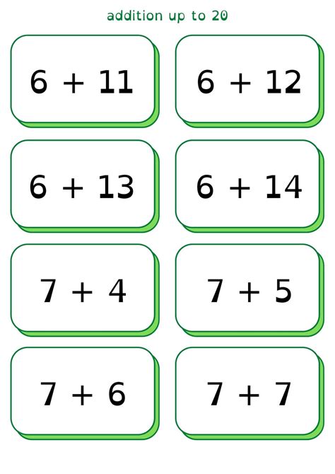 Printable Addition And Subtraction Flash Cards