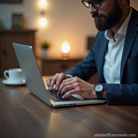 Typing Man On Laptop Stable Diffusion Online