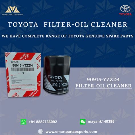 90915-yzzd4: Toyota OIL FILTER online at Smart Parts Exports.