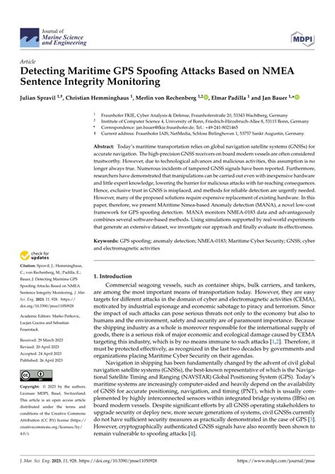 pdf detecting maritime gps spoofing attacks based on nmea sentence