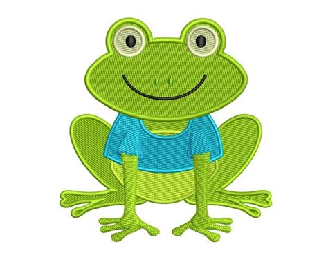 Green Frog Machine Embroidery Design Embroidery Designs Frog Embroidery