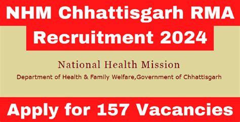 Nhm Chhattisgarh Rma Recruitment 2024 Apply For 157 Vacancies