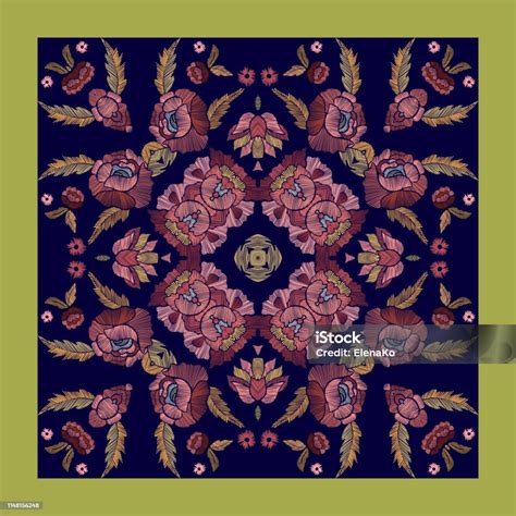 아름 다운 꽃 꽃 패턴입니다 라인 아트 벡터 일러스트 레이 션 손으로 그린 자 수 디자인 요소고립 된 꽃과 나뭇잎 0명에 대한 스톡 벡터 아트 및 기타 이미지 Istock