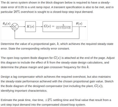 solved the dc servo system shown in the block diagram below