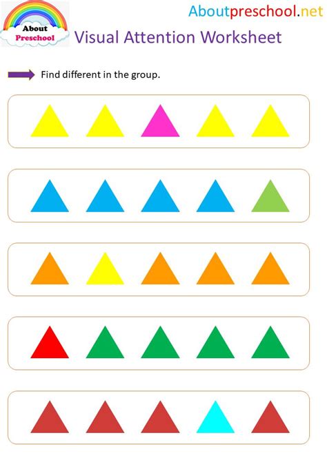 Preschool Visual Attention Worksheet Learn Colors