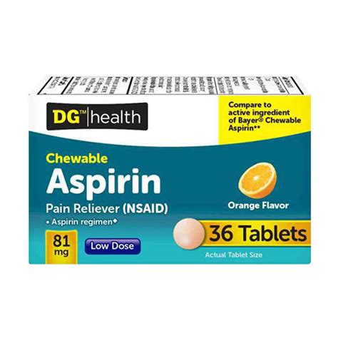 Buy Dg Health Chewable Aspirin Tablets Orange 36 Ct From Dollar