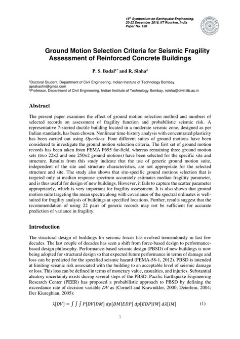 Pdf Ground Motion Selection Criteria For Seismic Fragility Assessment
