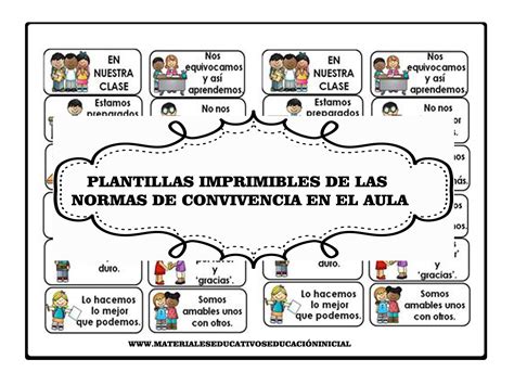 Normas De Convivencia En El Aula Plantillas Imprimibles ~ Materiales