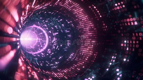 Digital Tunnel Filled With Moving Binary Code Illustration Stock Illustration Illustration Of