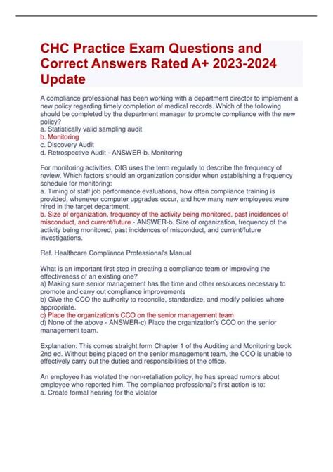 Chc Practice Exam Questions And Correct Answers Rated A Update Chc Stuvia Us