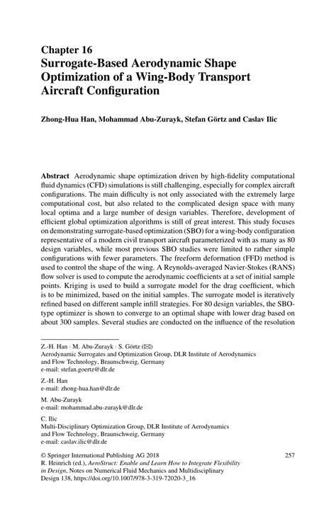 Pdf Surrogate Based Aerodynamic Shape Optimization Of A Wing Body