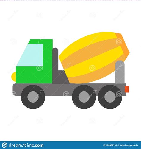 扁平形玩具车的矢量图插图 水泥搅拌机图标 徽标设计 向量例证 插画 包括有 图画 孩子 263352139