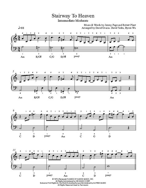 Stairway To Heaven By Led Zeppelin Piano Sheet Music Intermediate