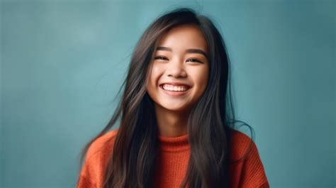 Educação De Garotas Asiáticas Feliz Linda Garota Asiática Está Sorrindo