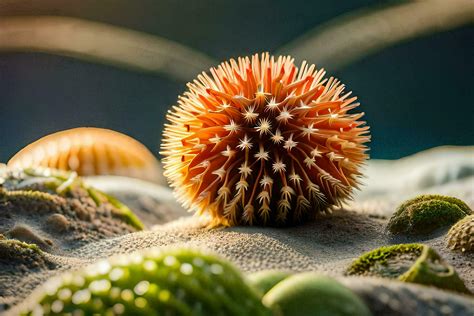 A Spiky Sea Urchin On The Beach AI Generated 32266679 Stock Photo At