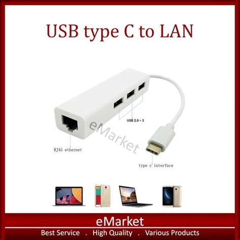 Jual USB Type C To LAN Adapter With USB HUB 3 Port RJ45 Ethernet Di Seller Emarket Id Tugu