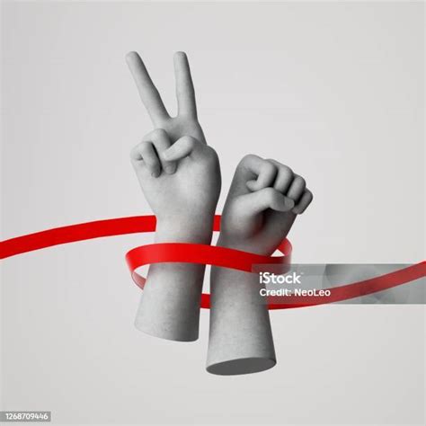 3d 렌더링 흰색 배경에 격리 된 빨간색 리본으로 감싼 손 벨라루스 2020년 평화로운 시위 인권을 위해 싸우다 사회 정의 기호 리본에 대한 스톡 사진 및 기타 이미지