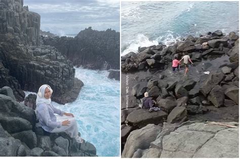 【41j肉聲】妹子拍美照變遺照！坐海邊岩石玩自拍 下一秒被海浪捲走慘死 Ftnn 新聞網
