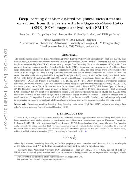 Pdf Deep Learning Denoiser Assisted Roughness Measurements Extraction