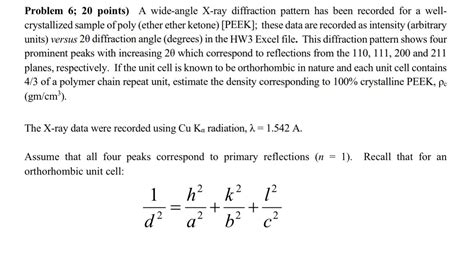 Solved Problem 6 20 Points A Wide Angle X Ray Diffraction