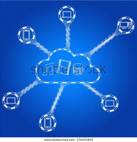 Cloud Computing Scheme Concept Vector Illustration Stock Vector