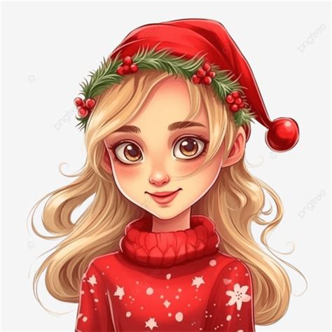 크리스마스 모자를 쓴 귀여운 소녀 크리스마스 귀여운 소녀 산타 모자 Png 일러스트 및 이미지 에 대한 무료 다운로드