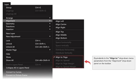APub Additional Alignment Options In The Layer Alignment Menu Equivalent To The Align To