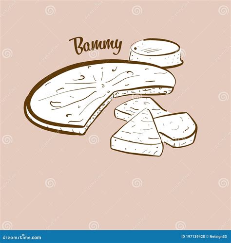 Hand Drawn Bammy Bread Illustration Stock Vector Illustration Of