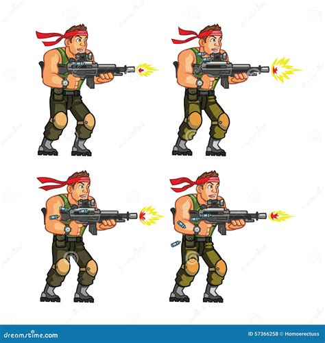 Commando Shooting Game Sprite Stock Vector Illustration Of Walking