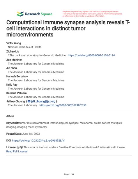 Pdf Computational Immune Synapse Analysis Reveals T Cell Interactions In Distinct Tumor